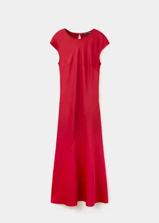 Mango Robe midi col rond rouge - Femme - XS - MANGO
