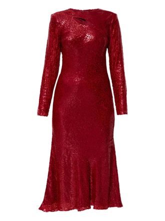 Self Portrait robe-nuisette en soie - Rouge