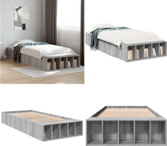 vidaXL Bettgestell Grau Sonoma 100x200 cm Holzwerkstoff - Holzbettfassungen - Betten 100x200 - Lattenrost - Schlafzimmer Möbel - Graues Bett - Home & Living