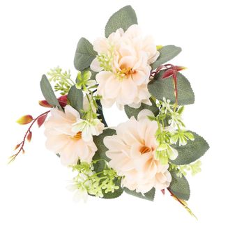 NUOBESTY Blumen Kerzenring aus Seidenblumen und Weide Kerzenkranz f&uuml;r Stabkerzen Bauernhausstil Dekoration f&uuml;r Hochzeit und Fr&uuml;hlingsfeste