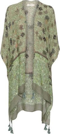 Cream Femme, Vestes, Vert, Taille: ONE Size Kimono Vintage Sarasa avec pompons