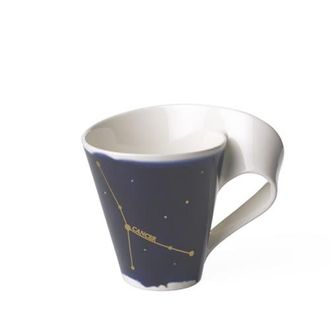 Villeroy & Boch NewWave Stars Mug avec anse, tasse élégante à motif Cancer, porcelaine premium, adapté au lave-vaisselle, blanc/bleu, 300 ml