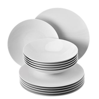Rosenthal TAC Gropius Weiss - 12 teilig f&uuml;r 6 Personen, Tafelset aus Porzellan, Modernes Geschirr Wei&szlig;