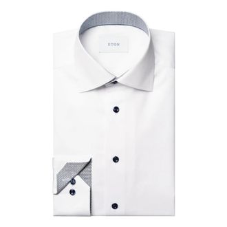 Eton Geometric Effect Slim Fit Signature Twill Skjorte - - Shirts - Herren - Wei&szlig; - L