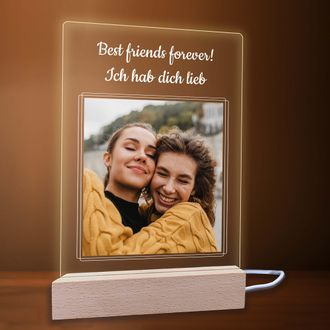 Indigos UG LED Lampe personalisiert - ohne Verzierung - Bild mit Wunschtext - Wunschname - personalisiertes Nachtlicht - Geschenk, Geburtstag, Weihnachten - opti