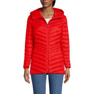 Lands End Daunenjacke WANDERWEIGHT Verstaubar Ultraleicht mit Kapuze, Damen, Gr&ouml;&szlig;e:32-34 regular, Orange, Nylon/Daunen, by Lands End