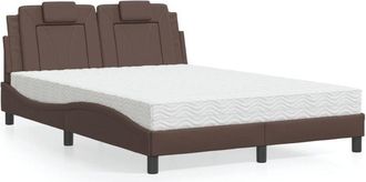 vidaXL Lit avec matelas marron 140x190 cm similicuir Vidaxl