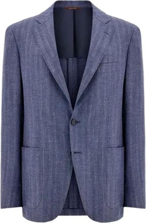 Canali Homme, Vestes, Bleu, Taille: XL Veste en laine/soie/lin