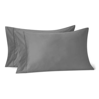 Amazon Basics Taie doreiller Deluxe, 100% Coton Satin 400 Fils, Extra-Doux, 50 x 80 cm, Gris Fonc&eacute;