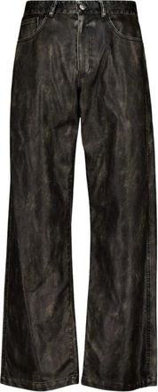 Palm Angels Homme, Pantalons, Gris, Taille: S Curved Logo Coated Pants