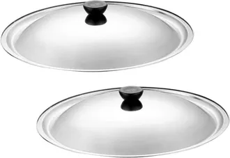 Lioobo 2 Stücke 27 Cm Edelstahl Topfdeckel - Universeller Pfannendeckel Für Töpfe Und Pfannen - Langlebig Und Leicht Zu Reinigen Mit Robustem Griff Für Prakt