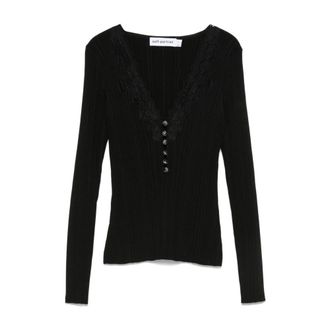 Self Portrait Schwarzer Seiden & Nylon Pullover - - Knitwear - Damen - Schwarzk - M