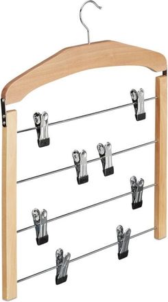 Relaxdays Rockb&uuml;gel 3er Set, Hosenb&uuml;gel Holz, 360&deg; drehbarer Haken, Kleiderb&uuml;gel rutschfest, hbt: 45,5x39x2,5 cm, natur - Relaxdays