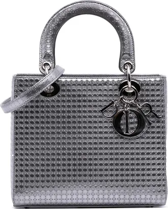 Dior sac &agrave; bandouli&egrave;re Lady Dior m&eacute;dium (2015) - Argent