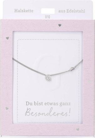 Depesche 13895.10 Halskette mit Buchstabe G und Herz, versilbert, variabel in der Länge tragbar (42 cm + 5 cm), als Geschenk oder kleine Aufmerksamkeit