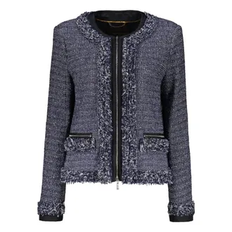 Moorer Boucl&eacute; Strickjacke mit Pailletten - - Jackets - Damen - Blau - M