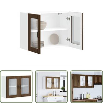 vidaXL vidaXL Wandregal - K&uuml;chen-H&auml;ngeschrank mit Glast&uuml;r Lucca Braun Eichen-Optik