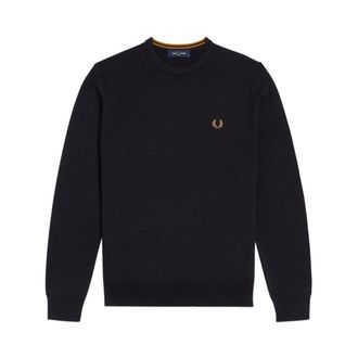 Fred Perry Klassischer Rundhals-Strickpullover - - Knitwear - Herren - Blau - XL