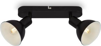 Briloner Leuchten - Retro Deckenlampe, 2-flammige Retro Deckenleuchte, Deckenspot E14, Verstellbar, Schwarz-Weiß, 270 x 140 x 60 mm, 2674-025, Schwarz/Weiß