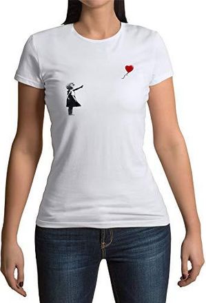 Fabulous T-Shirt Femme Col Rond Banksy Fillette Ballon Rouge Coeur Enfant
