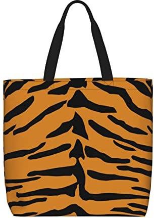 Generic Sac Fourre-Tout Motif Tigre Sac Fourre-Tout En Toile Personnaliser Avec Poign&eacute;es Sacs En Toile Pour Femmes, Pour Femmes, Burea, Voyage, &Eacute;cole
