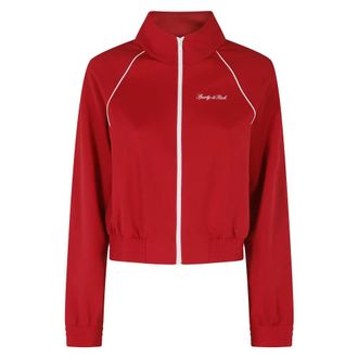 Sporty & Rich Signature Logo Retro Track Jacket - - Sweatshirts & Hoodies - Damen - Rot - M