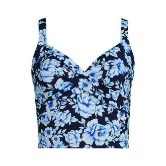 Lands End Kurzes Tankinitop mit V-Ausschnitt, Damen, Gr&ouml;&szlig;e:40 regular, Blau, Elasthan/Nylon-Mischung, by Lands End