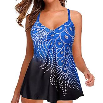 Generic Maillot de bain tankini imprim&eacute; push-up pour femme - Maillot de bain vintage gainant deux pi&egrave;ces pour piscine - Rembourr&eacute; - Bas de bikini de vacances,