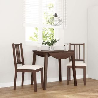 vidaXL Esszimmerst&uuml;hle mit Kissen 2 Stk. Braun Massivholz Gummibaum - Vidaxl