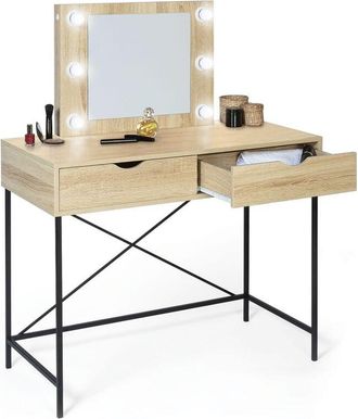 IDMarket Idmarket - Coiffeuse louisa design industriel avec miroir led