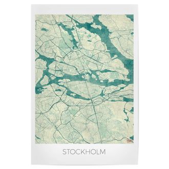 artboxONE Poster 30x20 cm St&auml;dte Stockholm, Schweden hochwertiger Design Kunstdruck - Bild Karte Map Plakat