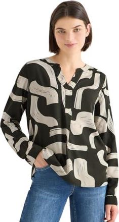 Cecil Chemisier &agrave; Motifs &agrave; col Fendu, Kaki raw, Taille XXL