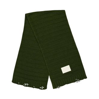 Maison Margiela Gr&uuml;ner Gerippter Wollschal mit Zerst&ouml;rungseffekt - - Accessories - Herren - Gr&uuml;n - ONE SIZE