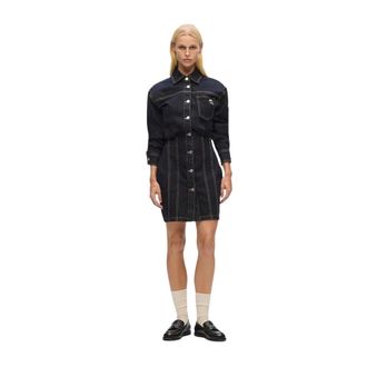 Karl Lagerfeld Robe chemise en jean Ikon Patch - Femme - Robes - Bleu - Taille: 42 FR