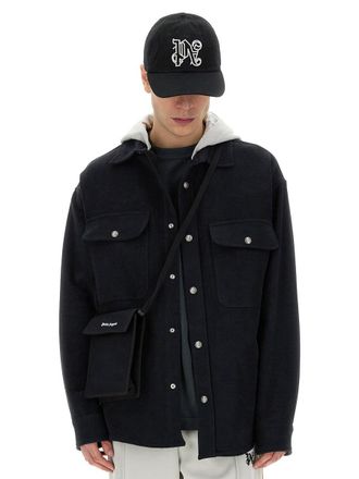 Palm Angels Monogram Print Viscose Shirt-Jacket - Black
