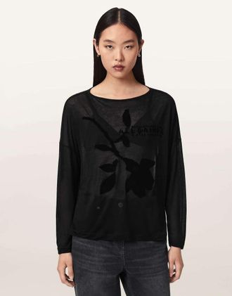 AllSaints Athea Rita T-Shirt in Schwarz