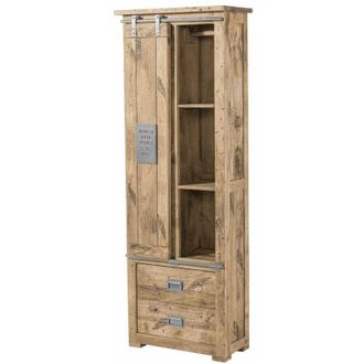 Massivmoebel24 Schrank Mango 70x35x195 whitewash lackiert railway 384