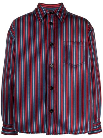Marni surchemise en coton &agrave; rayures - Bleu