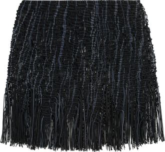 Roberta Einer Womens Element Knitted Macram&eacute; Mini Skirt Black Cotton