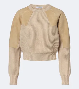 Max Mara Pull court en laine, cachemire et daim