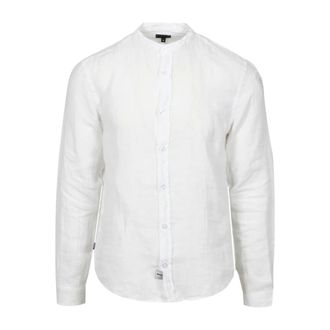 Blauer Homme, Chemises, Blanc, Taille: XL Chemise en lin blanc avec col mandarin