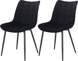 Woltu Lot de 2 Chaises de Salle à Manger Woltu Chaise de cuisine en velours Pieds en métal, Chaises scandinaves, Gris foncé