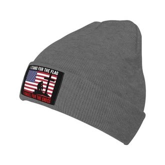 Generic Classique Bonnet dhiver Tricot&eacute;, Je me tiens Debout pour Le Drapeau et Je magenouille pour la Croix., Slouch Knit Beanie, Bonnets en Tricot pour Femme