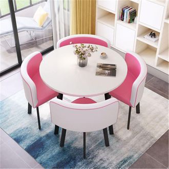 Generic 5-teiliges rundes Konferenztisch-Set, 1 Tisch und 4 St&uuml;hle, K&uuml;chentisch, Fr&uuml;hst&uuml;cksbar-Set, runder Tisch und St&uuml;hle f&uuml;r Esszimmer, K&uuml;che