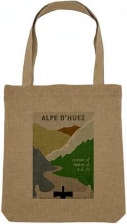 Fabulous Sac Shopping Tote Bag Aspect Lin - Alpe dHuez Cyclisme V&eacute;lo France Montagne Tour - Sac de Courses Toile Epaisse 360g Beige Naturel Cabas Port&eacute; Epaule 