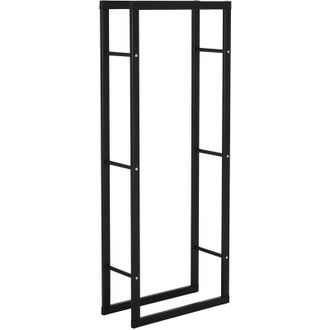 HOMCOM Etag&egrave;re porte bois de chemin&eacute;e porte-b&ucirc;ches design contemporain charge max. 100 Kg dim. 60L x 25l x 150H cm m&eacute;tal noir