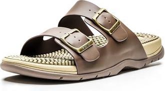 Revs Lochy - Sandales de réflexologie et dacupression pour homme avec double sangle, Marron 44/45EU (Label 45)