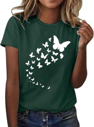 Generic Tee Shirt Femme Grande Taille D&eacute;t&eacute; Manches Courtes Basique Hauts Shirts Et&eacute; Loisirs Baggy Top De Mode Manche Courte Chemise Chic Et &Eacute;l&eacute;gant Sport Col 