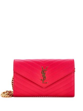 Saint Laurent Classic Monogram Wallet on Chain Matelasse Chevron Leather Medium crossbody bag - Rose