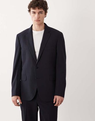 Mango London - Blazer de costume densemble coupe classique - Bleu marine
